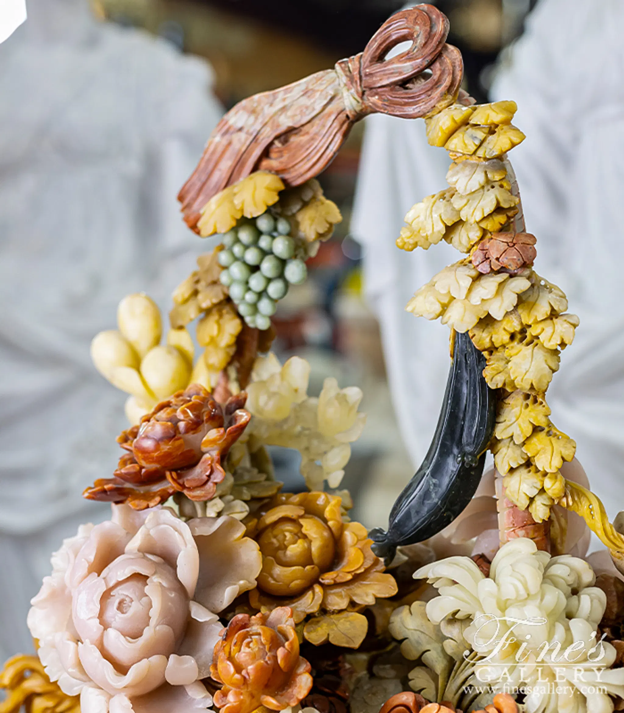 Marble Statues - Jade Flowers - MS-298 - Fine's Gallery, LLC.